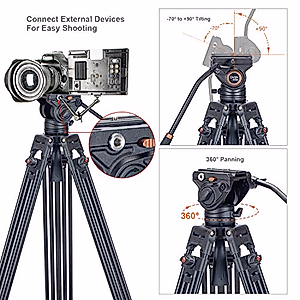 Video Tripod System, Cayer BV30L 72 inch- Professional Heavy Duty Aluminum Twin Tube Tripod, K3 Fluid Head, Mid-Level Spreader, Max Loading 13.2 LB, DSLR Camcorder, Plus 1 Bonus Quick Release Plate