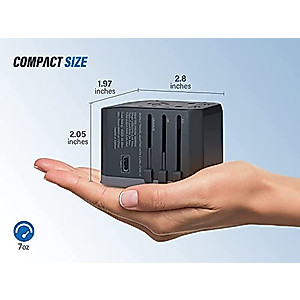 EPICKA Universal Travel Adapter One International Wall Charger AC Plug Adaptor with 5.6A Smart Power and 3.0A USB Type-C for USA EU UK AUS (TA-105, Grey)