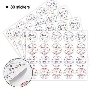 80 Butterfly Thank You Stickers, Thank You for Fluttering by Stickers, Perfect for Girls Baby Shower, Wedding, Bridal Shower, Birthday Party Favors (2 Inch)