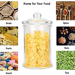 Maredash Glass Apothecary Jars,Bathroom Storage Organizer with lids - Glass canisters Jar Cotton Ball Holder Set of 8