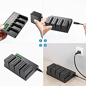 Powerextra 4-Channel Battery Charger with LCD Display for Sony NP-F970, NP-F960, NP-F950, NP-F930, NP-F770, NP-F750, NP-F570, NP-F550 Camera Battery