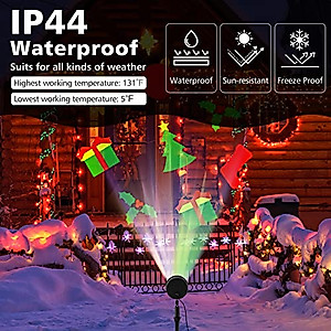 Tangkula Christmas Projector Light, Rotating LED Projection Lamp with 60° Adjustable Angle, Outdoor Landscape Decorative Lighting for Christmas, Holiday, Party, Garden, Patio