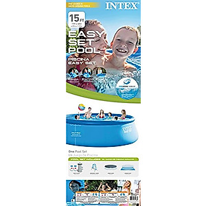Intex 15' x 4’ Inflatable Pool, Ladder, Pump and Hydrotools Chlorine Dispenser