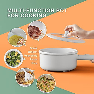 Pan Electric, Non-Stick Hot Pot Electric with Strainer, YOKEKON 2.64 Quart Large Cooking Pan for Omelet, Soup, Fondue, Pasta, Steak, Perfect for Dorm and Camping, Steamer, White