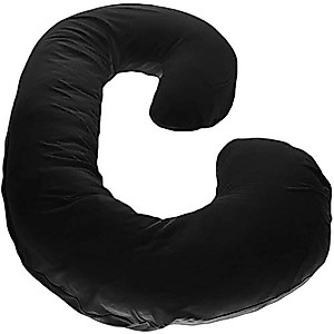 Betty Dain Stretch Jersey Pregnancy/Maternity Pillowcase C-Shape Compatible, Pillowcase Replacement, 100% Cotton Stretch Jersey, Dual Zippers, Stretch Fabric, Machine Washable, 60 x 25 in., Black