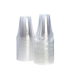 Comfy Package [12 oz. - 100 Count Clear Plastic Cups With Lids, Disposable Coffee Cups with Flat Lids - Ideal for Cold Beverages, Smoothies, and To-Go Drinks