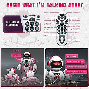FUUY Robot for Kids 3-5, Robot Toys for Girls with Record Voice & Gesture Sensing Control Programmable Music Dancing Functions Smart Pink Warrior Birthday Gift Toys for Toddler Age 3 4-6 5-7 Year Old