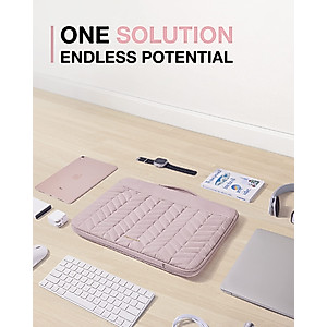 BAGSMART 13-14 inch Laptop Sleeve with Handle, Puffy Padded Laptop Case Fitted with MacBook Air Pro 13.3-14 inch, Dell, HP