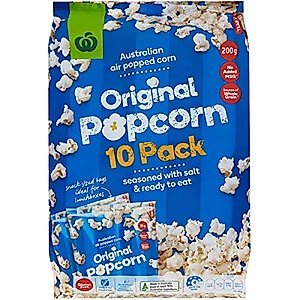 Woolworths Original Gluten Free Popcorn 10pack 200g - Our Original Popcorn only uses corn. It is air popped for a fluffy feel with salt to make the perfect snack.