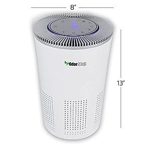 OdorStop HEPA Air Purifier with H13 HEPA Filter, UV Light, Active Carbon, Multi-Speed, Sleep Mode and Timer (Bright White)