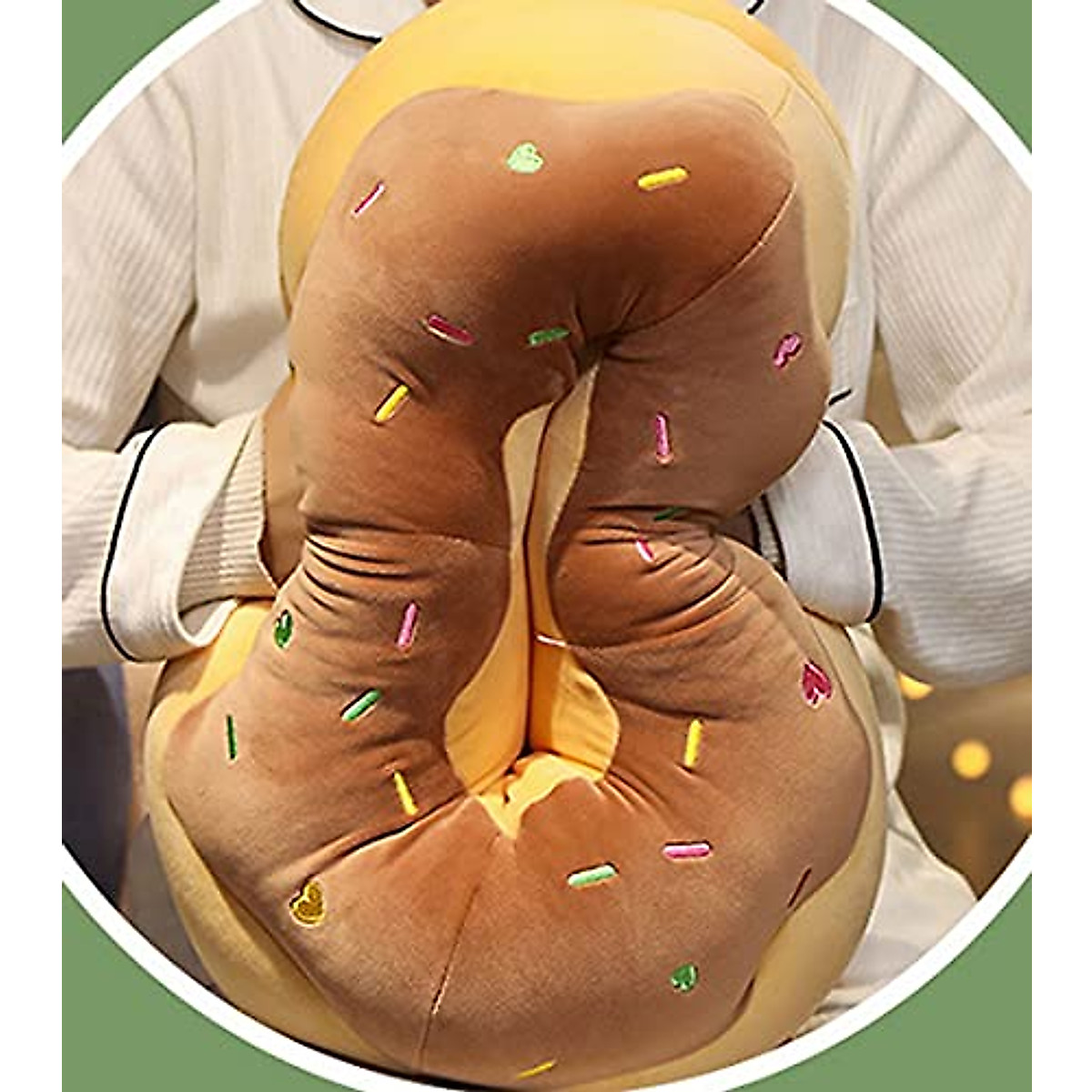 ChezMax Round Donut Pillow Print Decorative Comfortable Soft Plush Funny Food Shaped Pad Seat Back Stuffed Cushion Adult and Kids for Couch Chair Floor Sofa Chocolate