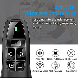 Presentation Clicker for PowerPoint Presentation Remote, RF 2.4GHz Wireless Presenter Remote USB Google Slide Advancer PPT PowerPoint Clicker for Mac, Keynote, Computer, Laptop