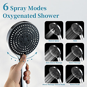 OFFO Handheld Shower Head Set, 6-Mode High Pressure Handheld Sprayer with 60 Inch Stainless Steel Hose & Holder, High Flow Large Powerful Boosting Handheld Showerhead for Low Water Pressure, Chrome