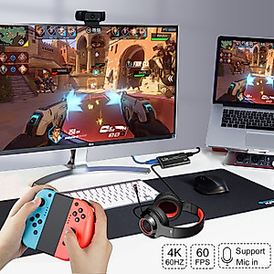 Capture Card Nintendo Switch, 4K HDMI Video Capture Card, 1080P 60FPS, HDMI to USB 3.0 Capture Card for Streaming Work with Camera/Xbox/PS4/PS5/PC/OBS