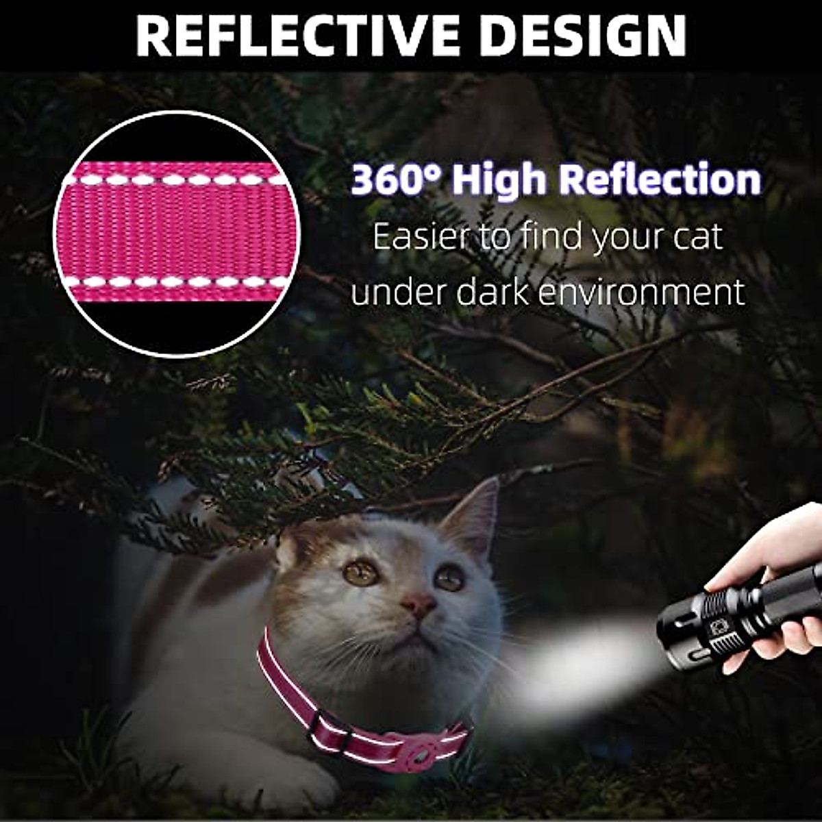 Konity AirTag Cat Collar, Compatible with Apple 2021, Nylon Pet Kitten Puppy Collar with Silicone Holder for Small Dogs, Pink,XS: 8''-12'' Neck