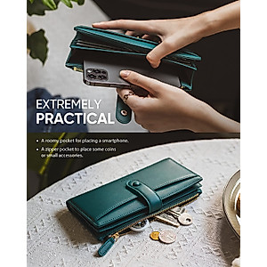 Vulkitty 𝗩𝘂𝗹𝗸𝗶𝘁𝘁𝘆 Ultra Slim Thin Leather Wallets Womens Bifold Credit Card Women's Wallets Card Cases Money Organizers for Women Ladies Female Cash Purse Wallet, Green