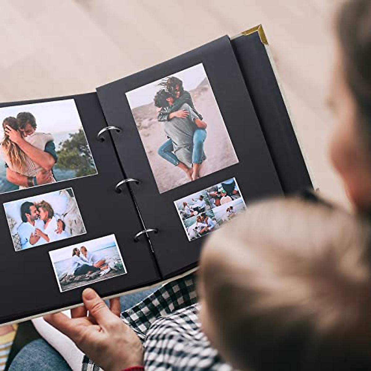 amassan Photo Album Scrapbook 60 Pages Hardcover 8.5 x 11 Inch with Scrapbook Supplies kit, 3 Rings Black Paper Memory Album for Wedding, Family