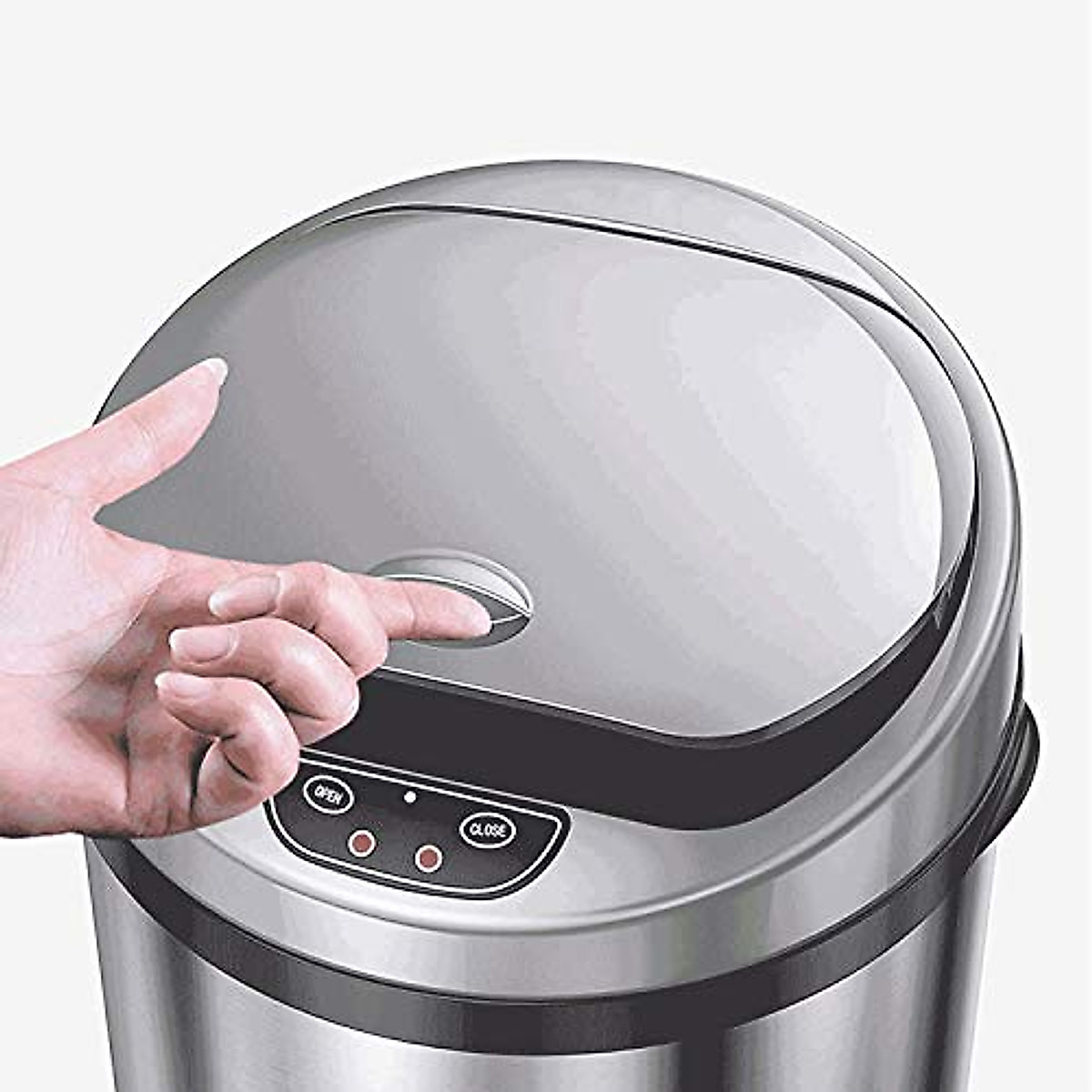 ZYJBM Smart Induction Trash Can Drum-Shaped Automatic Trash Can with Lid Stainless Steel Household Trash Can for Living Room Kitchen Bathroom Trash Can (Color : E, Size : 12L)