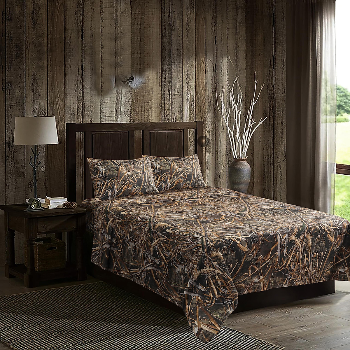 VISI-ONE Realtree Max-5 Camouflage Bed Sheets - 4 Piece Camo Bedding King - Premium Polycotton Hunting Sheet Set - Machine Washable Outdoor Bedding Set (King Size)