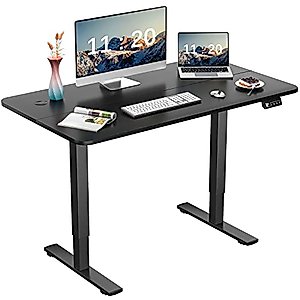 JUMMICO Standing Desk 48" Inches Electric Adjustable Desk Large Sit Stand Desk Home Office Computer Desk Memory Preset with T-Shaped Black Metal Bracket, Black