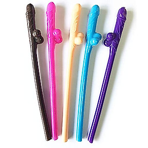 Dic Straws - Multi Colour Pack of 20 straws with Sparkling Glitter pack - Perfect for Bachelorette Party Supplies, Bachelorette Games, Bridal Shower Decorations ,Bridesmaid Gifts and Gay Weddings