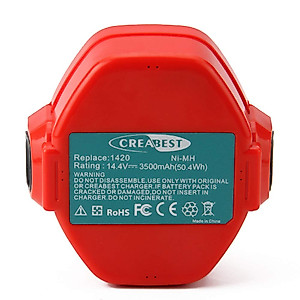 CREABEST 2 Packs 14.4V 3.5Ah Ni-MH Replacement Battery Compatible with makita 1434 1420 1422 1433 1435 1435F 192699-A 193158-3 192600-1 1051D 4033D Power Cordless Drill Tools
