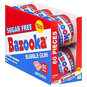 Bazooka Sugar Free Easter Bubble Gum - 60 Count To Go Cup (Pack Of 6) For Easter Basket Stuffers - Pink Chewing Gum Easter Candy In Original Sugarless Flavor - Easter Decorations For Easter Egg Hunts