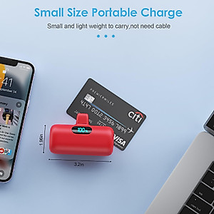 Mini Portable Charger 5000mAh for iPhone,Small & Ultra Compact 15W PD Fast Charging Power Bank, LCD Display Battery Pack Compatible with iPhone 14/14 Pro Max/13/13 Pro Max/12/11/XR/X/8/7-Dark Red