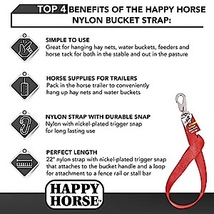 HARRIS Happy Horse Supplies, Nylon Bucket Strap 3 Pack for Hay Nets, Water Buckets, Outdoor Feeders, 22"