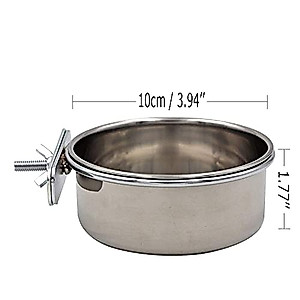 Tfwadmx Bird Feeding Dish Cups Parrot Food Bowl Clamp Holder Coop Cup, Bird Cage Water Bowl for Parakeet African Greys Conure Cockatiels Lovebird Budgie Chinchilla 2 Pack