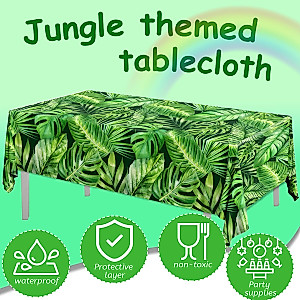 Jungle Safari Animal Theme Tablecloth,3Pcs Animal Print Table Covers Wild Leaf Tablecloths Jungle Rectangular Table Decorations for Animal Birthday Safari Theme Party Baby Shower Disposable Supplies