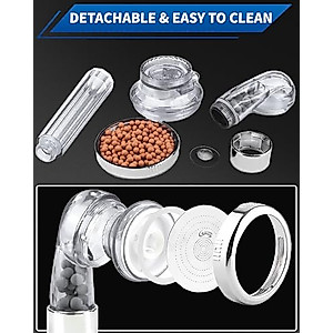 Luxsego Handheld Shower Head with 3 Modes - Removes Chlorine & Fluoride with Mineral Beads for Dry Hair & Skin