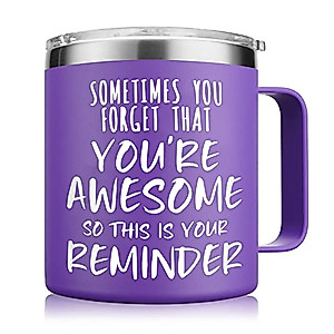 NOWWISH Inspirational Gifts for Women, Sometimes You Forget You're Awesome Coffee Mug, Thank You Gifts, Mothers Day Gifts, Funny Birthday Gifts for Coworker, Best Friend, Mom, Wife - Purple