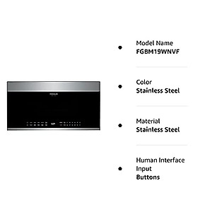 FRIGIDAIRE FGBM19WNVF 30" Gallery Series Stainless Steel Over The Range Microwave with 1.9 cu. ft. Capacity 300 CFM 1000 Watts and Sensor Cooking