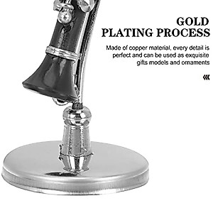 ERINGOGO Mini Toys ation 1 Set Copper Miniature Saxophone with Stand and Case Mini Musical Instrument Miniature Clarinet Tiny Clarinet Model Doll House Decoration