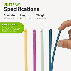 humangear UnStraw, 4-Pack | Reusable | Washable | BPA-Free, Light Blue/Yellow/Purple/Mint