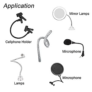 PATIKIL 23.6" Universal Gooseneck Hose, M10/M8 Fine Thread 8mm Metal Bendable Hose Flexible Arm Gooseneck Tube Extension for Multifunction DIY, Silver Tone