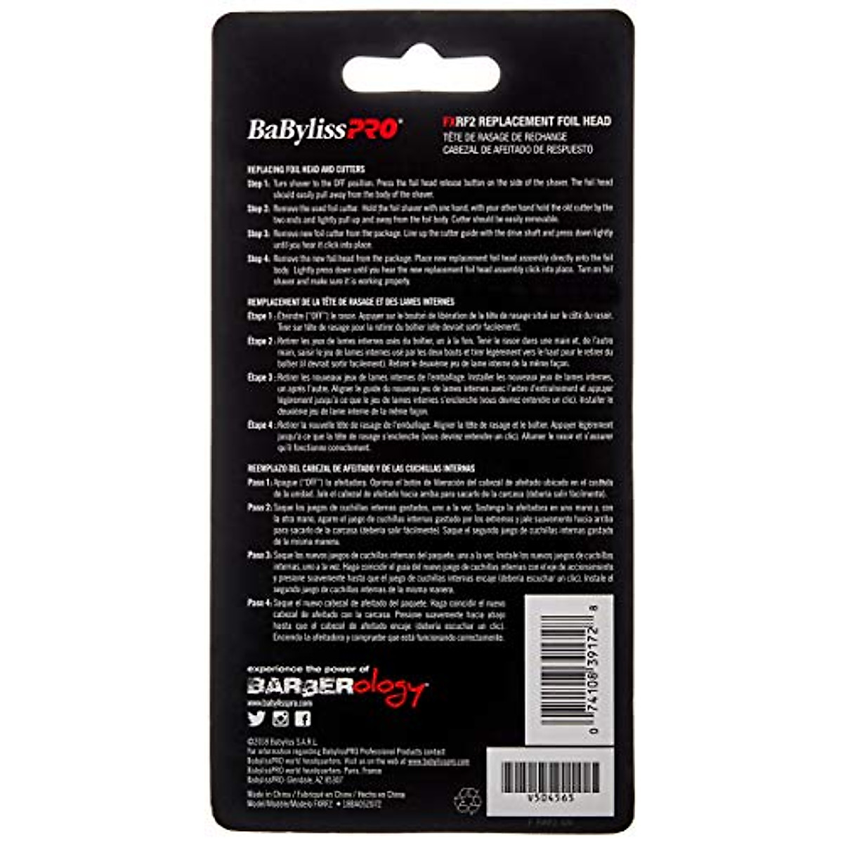 BabylissPRO Replacement Foil Shaver Head with 2 Cutters for FXRF2 SILVER