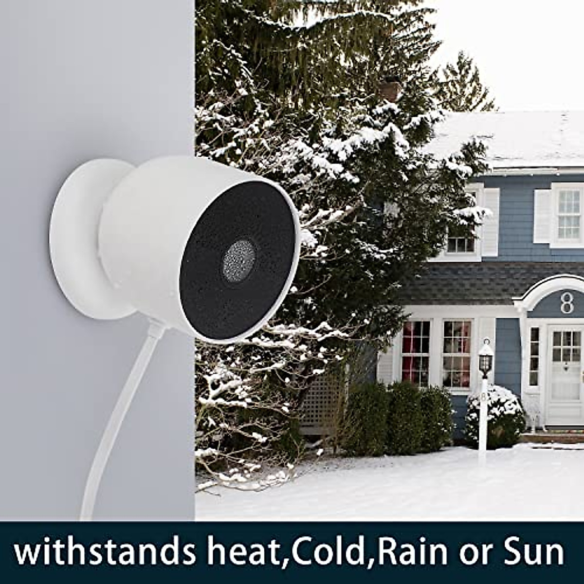 iTODOS 2 Pack 10ft/3m Power Cable and Adapter Compatible with Google Nest Camera (Battery), Weatherproof Outdoor, Flat Charging Cable for Nest Camera(Battery) - White