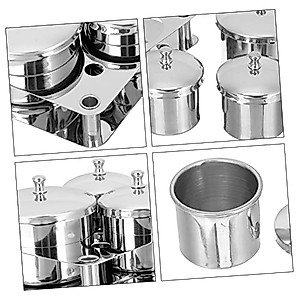 NIYANGLE 5 Sets Nail Dappen Dish Nail Holder Guasha Tool Metal Tray Nail Tool Kit Uñas Acrilicas Nail Art Use Cup Nail Art Cleaning Tool Nail Liquid Holder Nail Brush Nail Polish Bracket