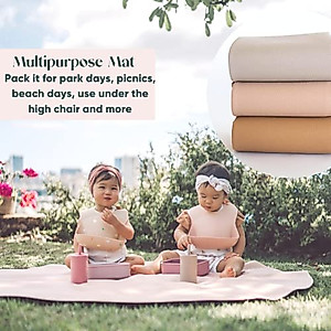 AVA + OLIVER Vegan Leather Multipurpose Play Mat - Indoor Outdoor Picnic Beach or Splat Mat - Waterproof and Sand Proof Foldable Blanket (Square (47" x 47"), Pink)