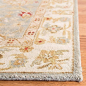 SAFAVIEH Antiquity Collection 5' x 8' Grey Blue / Beige AT822A Handmade Traditional Oriental Premium Wool Area Rug