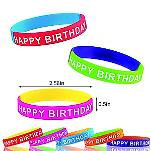 40 Pieces Happy Birthday Rubber Bracelets, Colored Happy Birthday Wristbands For Kids,Student, Silicone Classroom Birthday Gift from Teacher,Birthday Party Supplies(10 Styles)