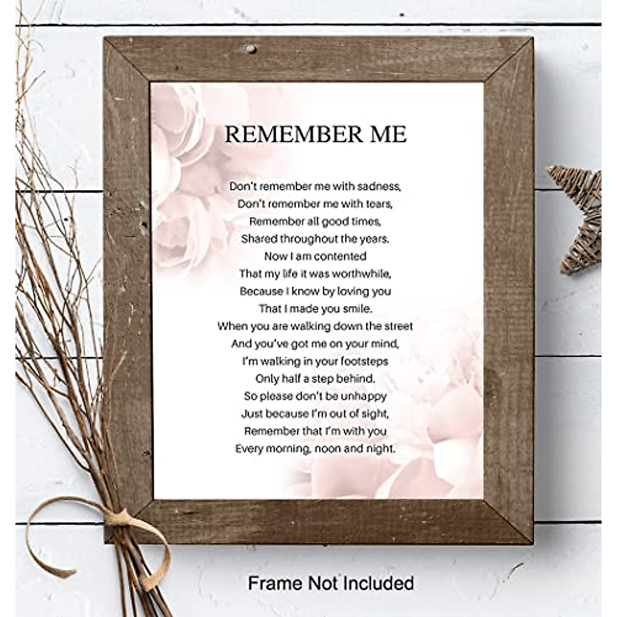 Memorial Remembrance Gift for Loved Ones - Encouragement Gift for Cat, Dog, Pet Owners - Sentimental Remember Me Wall Art, Room Decor, Home Decoration - 8x10 Floral Poster Photo Set UNFRAMED