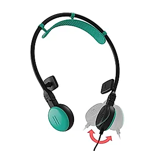 Bengdii Bee Off Ear Headphones, Max Comfort Ear Speakers, Noncontact Earpieces, Lightweight Open Ear Headsets, Microphone, 3.5mm Jack for School/Teens/Kids/Phone/Tablet/Laptop, Korean Made, Mint