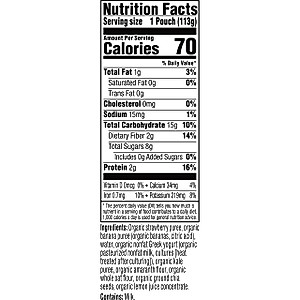 Plum Organics Mighty 4 Organic Toddler Food - Strawberry, Banana, Greek Yogurt, Kale, Amaranth, and Oat - 4 oz Pouch (Pack of 12) - Organic Fruit and Vegetable Toddler Food Pouch