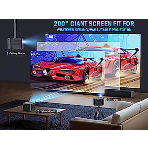 [Electric Focus] 5G WiFi Mini Bluetooth Projector 4K Support, 300 ANSI HD 1080P Portable Video Projector, ±40° Vertical Keystone|Zoom|Timer, DBPOWER Smartphone Projector Outdoor Movie for PC/Laptop/TV