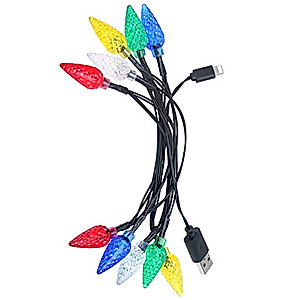 LED Christmas Light Phone Charger Cord USB Charging Cable Gift for Phone 13/12/11 Pro/XS/XS Max/XR/X/8 Plus/ 8/7 Plus/7s Plus/6s/6 with 10 Lights Christmas Decorations(Black)