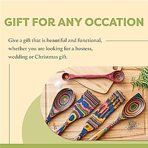 Crate Collective The Original 4-Piece Bamboo Spurtle Set - Wooden Cooking Spoon Utensils for Stirring, Serving, Mixing, Whisking, Whipping, Flipping Food - Non-Scratching, Eco-Conscious Kitchen Tools