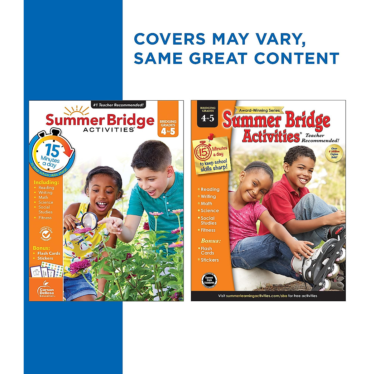 Summer Bridge Activities 4th to 5th Grade Workbook, Math, Reading Comprehension, Writing, Science, Social Studies, Fitness Summer Learning Activities, 5th Grade Workbooks All Subjects With Flash Cards